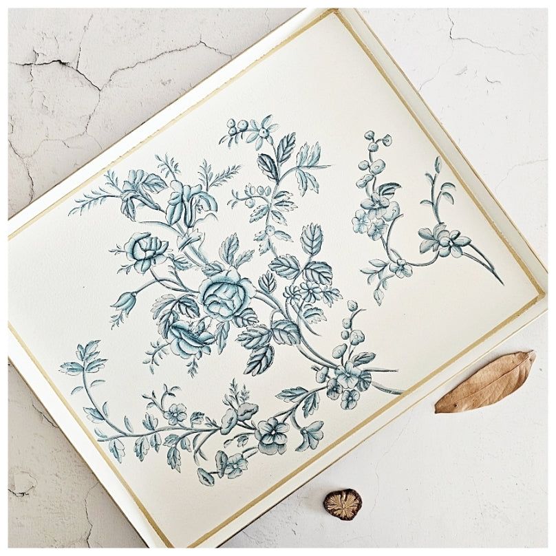 Buy HAND PAINTED - SERVING TRAY RECTANGLE SLIM - WHITE SUMMER Online at ...